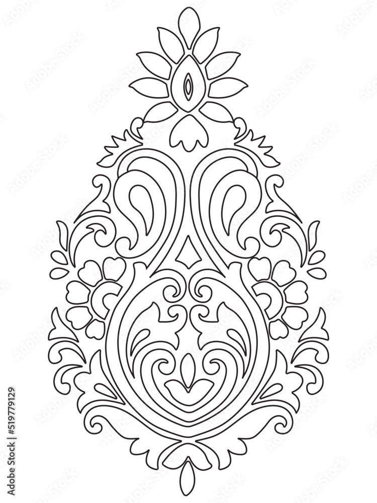 Mehndi Flower Outline hand draw for adult coloring page Stock Vector ...