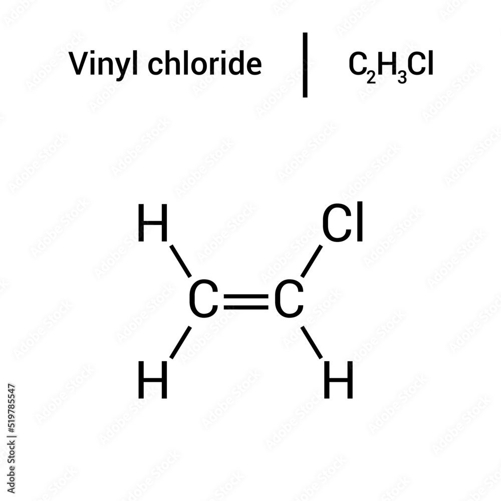 chemical structure of Vinyl chloride (C2H3Cl) Stock Vector | Adobe Stock