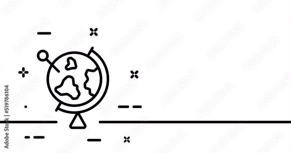 The Globe. Parallels, meridians, world, point on the map, planet, orbit ...