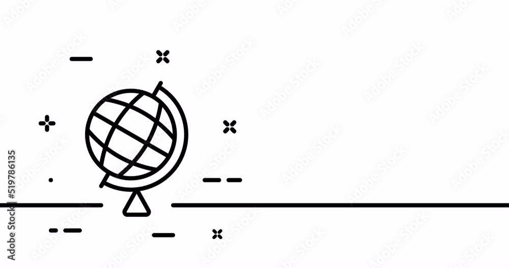 The Globe. Parallels, meridians, world, point on the map, planet, orbit ...