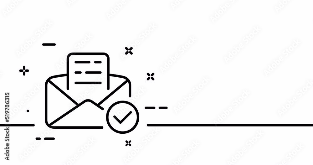 Envelope with a letter. Tick, checkmark, cross. Payment successful ...