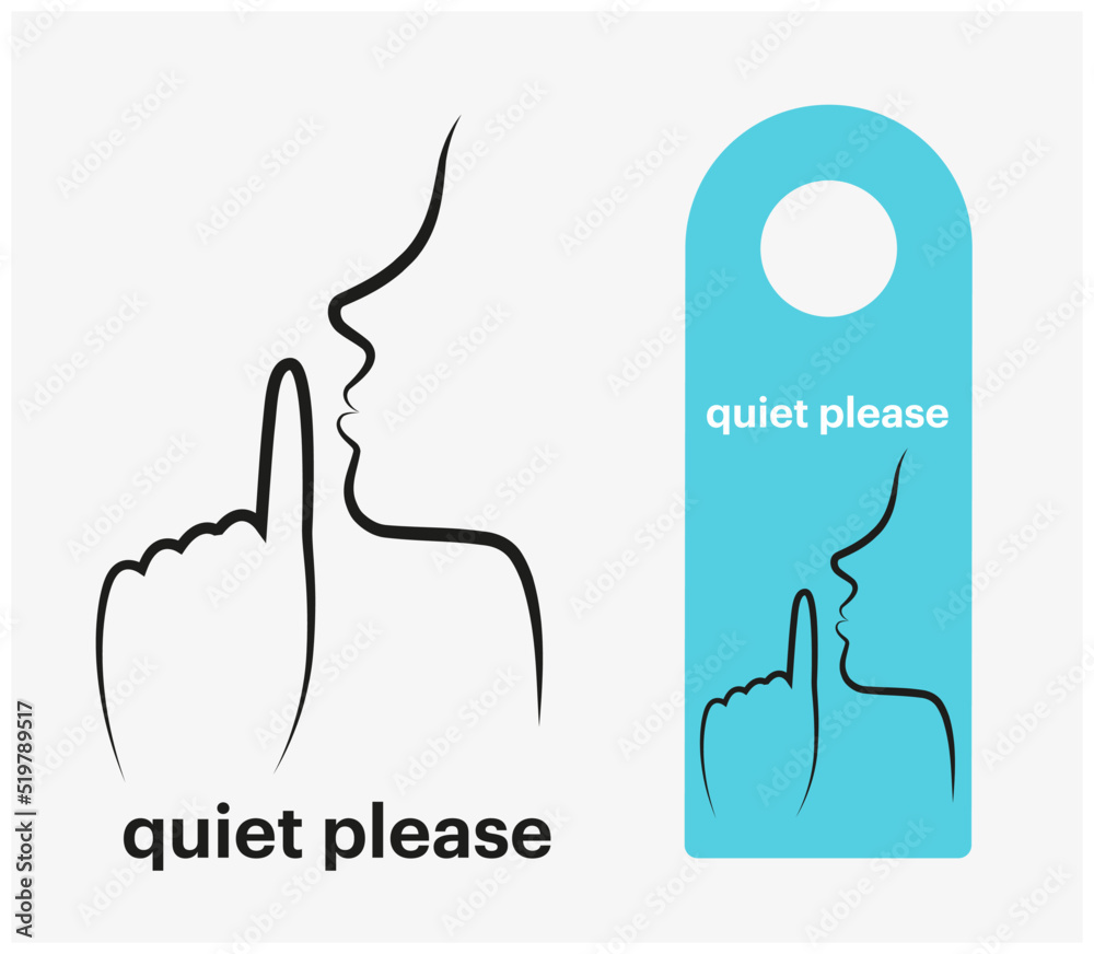 Symbol bitte nicht stören, bitte leise sein, pssst oder shhh Geste als ...