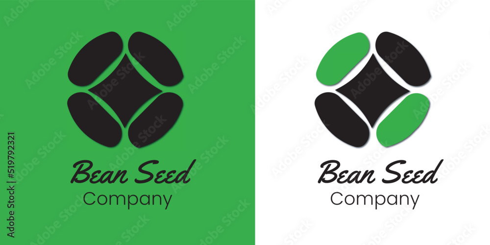 Bean seed Company logo design inspiration isolated on white and green ...