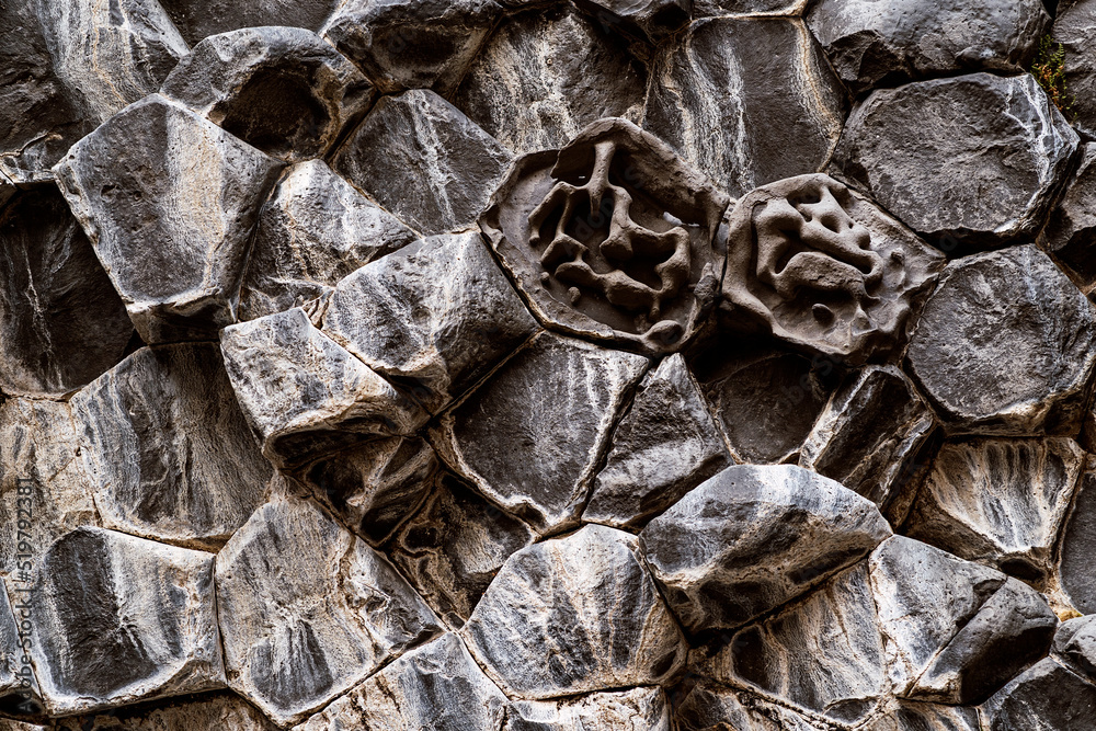 Natural background of basalt cliff with textures surface Stock Photo ...