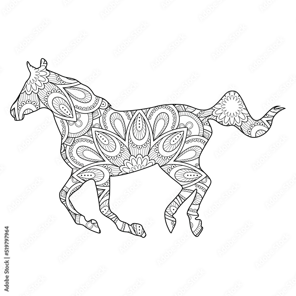 Horse mandala coloring page for kids and adult , Unicorn animal mandala ...