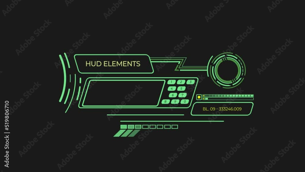 Green animated HUD ui element with alpha Stock Video | Adobe Stock