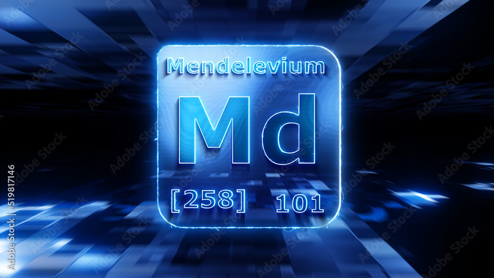 Modern periodic table element Mendelevium 3D illustration Stock ...