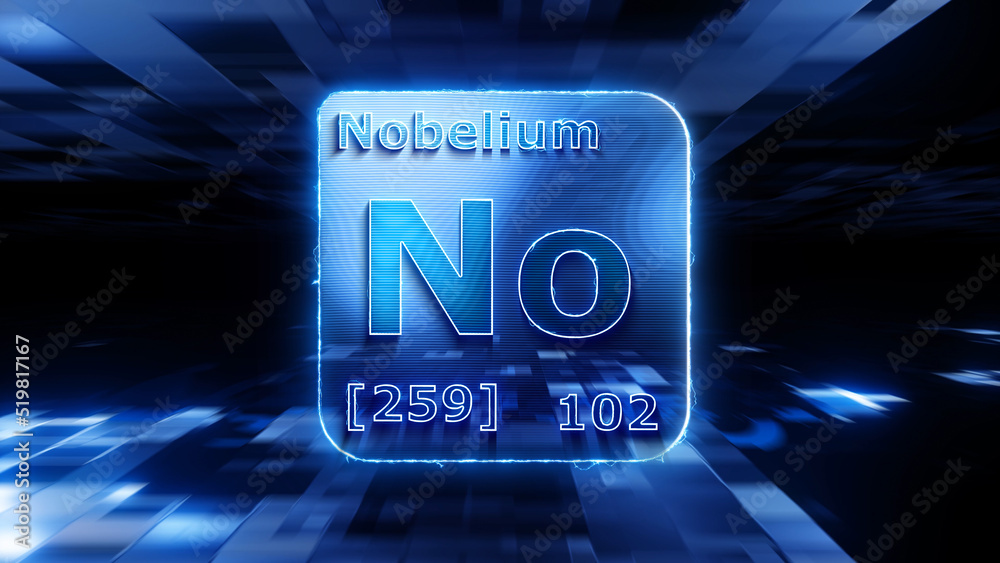 Modern periodic table element Nobelium 3D illustration Stock ...