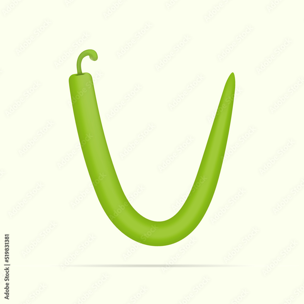 V letter green chili peppers design. Vector vegetable font for healthy ...