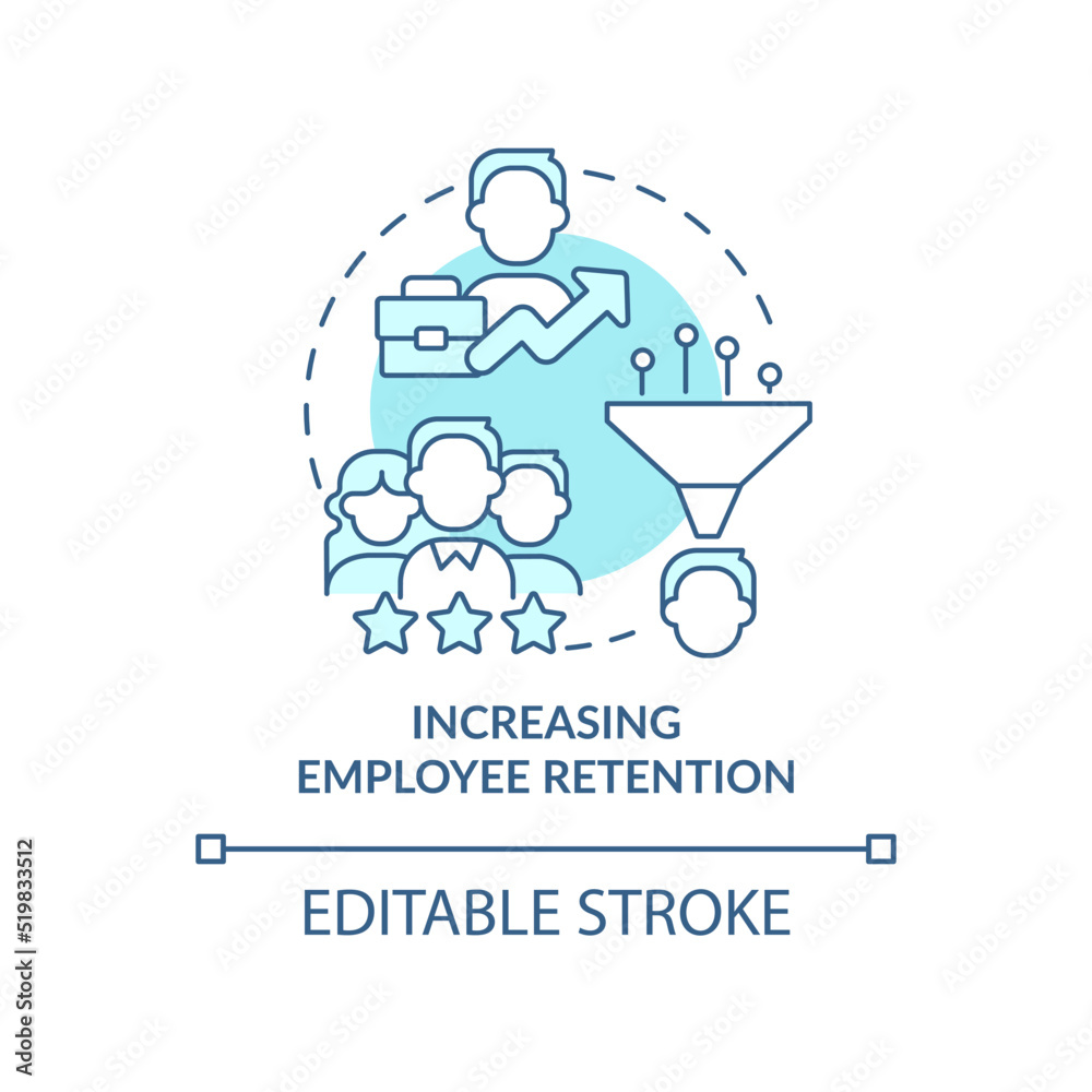 Increasing employee retention turquoise concept icon. Career ...