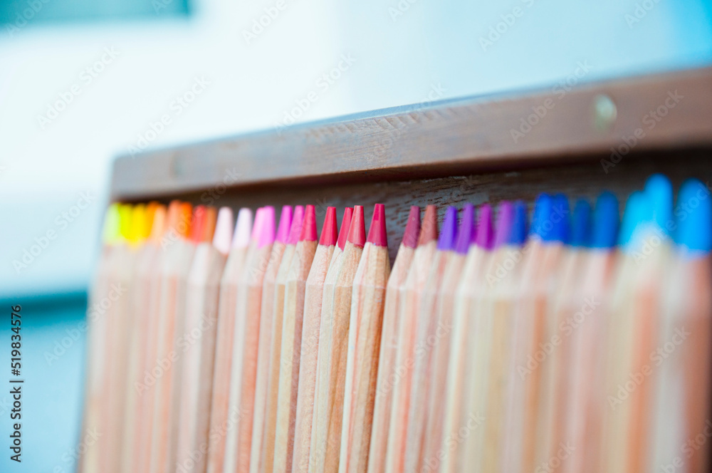 spectrum of colorful pencil set. spectrum of colors for drawing. color ...