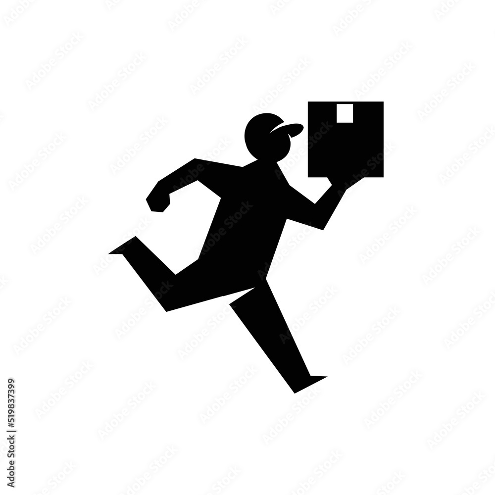 Delivery man running fast icon symbol, Pictogram flat design for apps ...