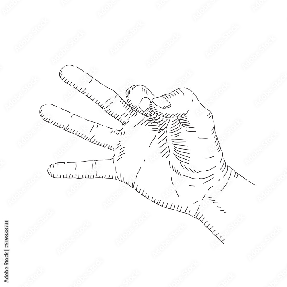 Boceto de mano haciendo número 3. Dibujo de mano minimalista. Stock ...