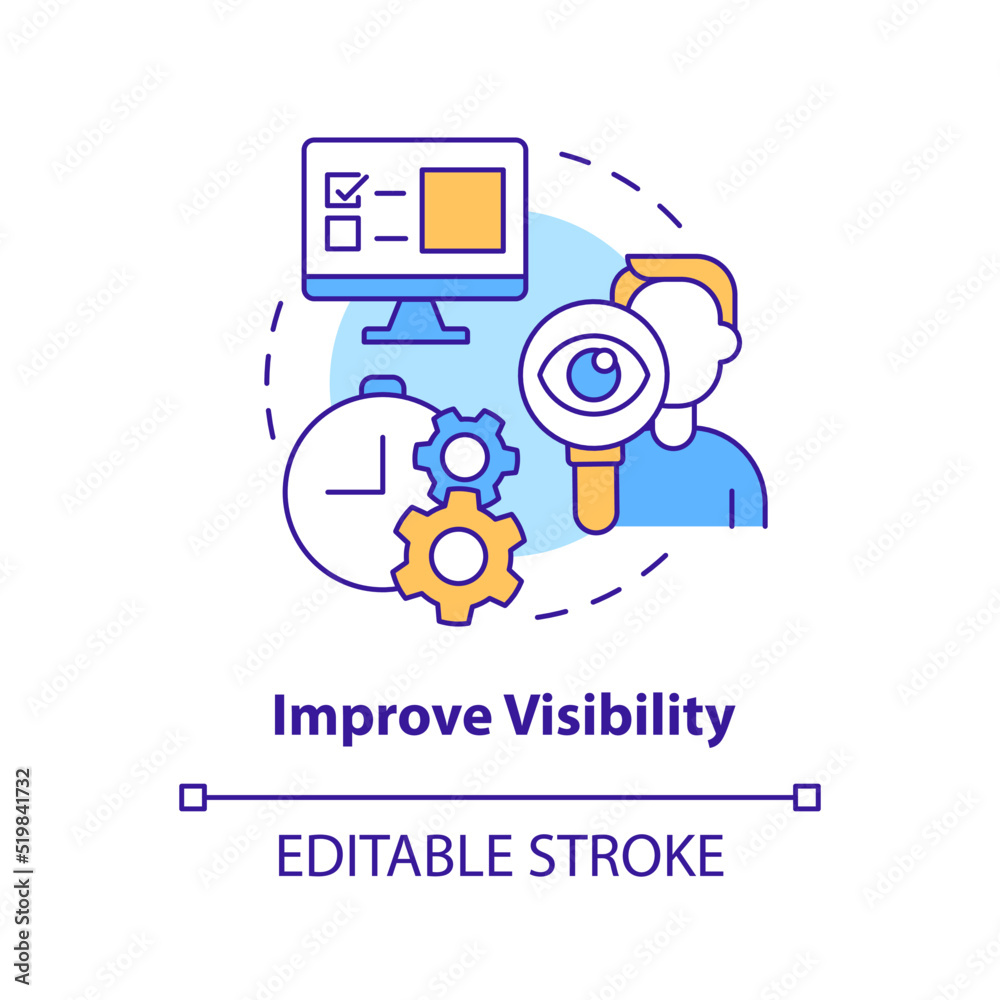 Improve visibility concept icon. Addressing covid impact on logistics ... Improve visibility concept icon. Addressing covid impact on logistics ...
