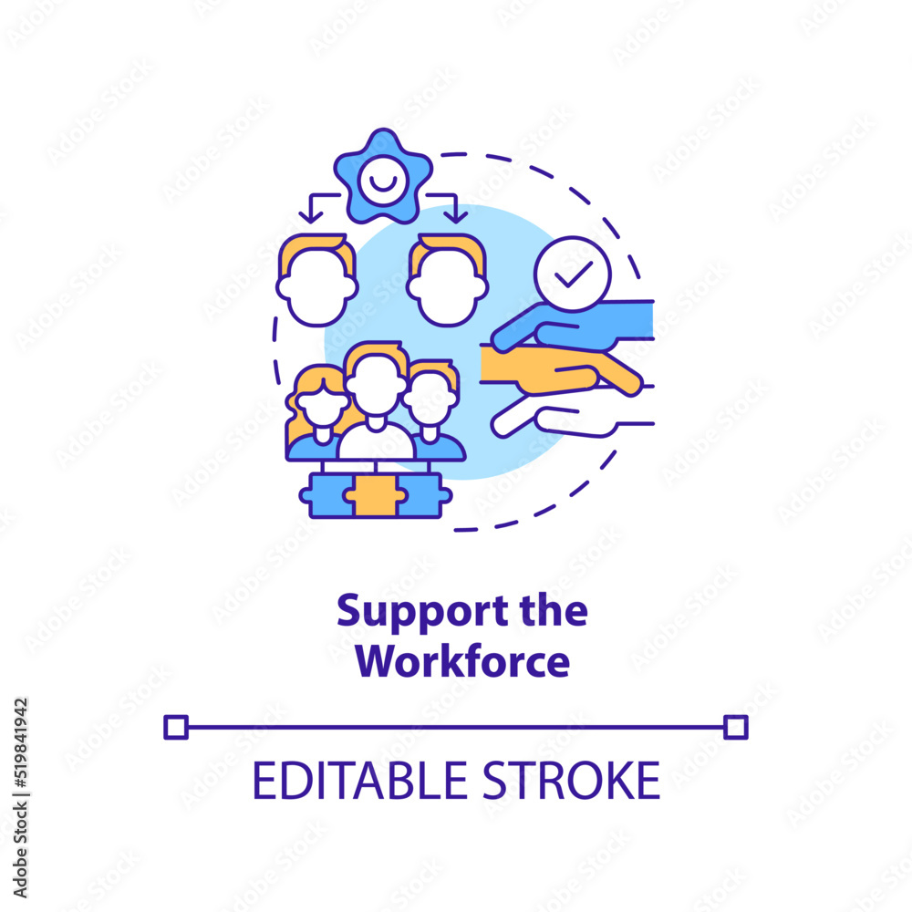 Support workforce concept icon. Addressing covid impact on logistics ...