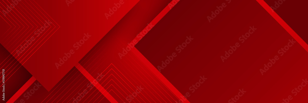 Modern red abstract vector long banner. Minimal background with waves ...
