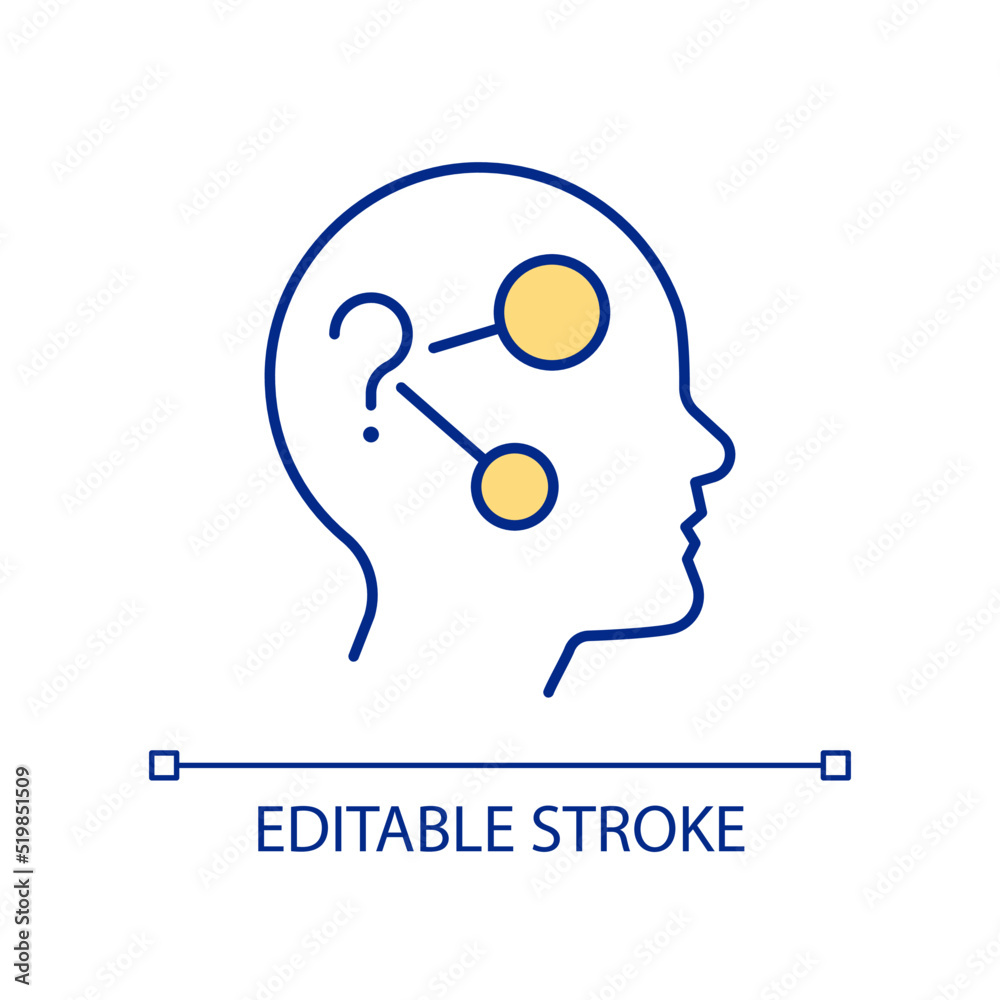 Human brain solving problems RGB color icon. Logical thinking. Decision ...