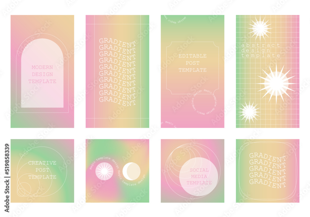 Retro 70s color palette gradient templates for social media posts and ...