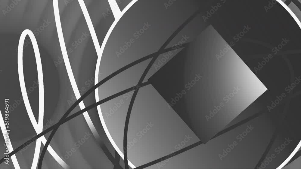 3D animation with moving lines and circle. Motion. Animated screensaver ...