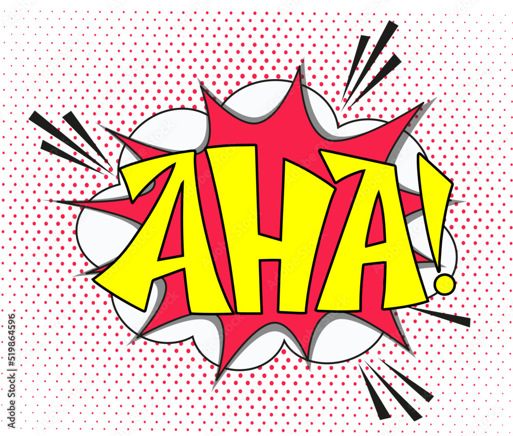 Comic lettering aha with red lips and an open mouth. Vector bright ...