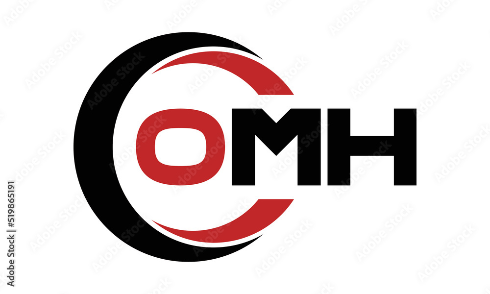 OMH swoosh three letter logo design vector template | monogram logo ...