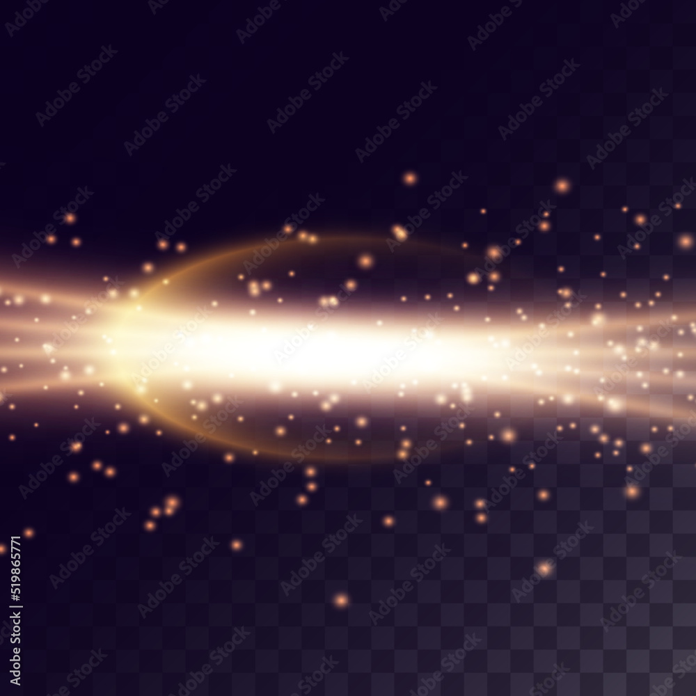 The sun shines with bright light beams with realistic reflections ...