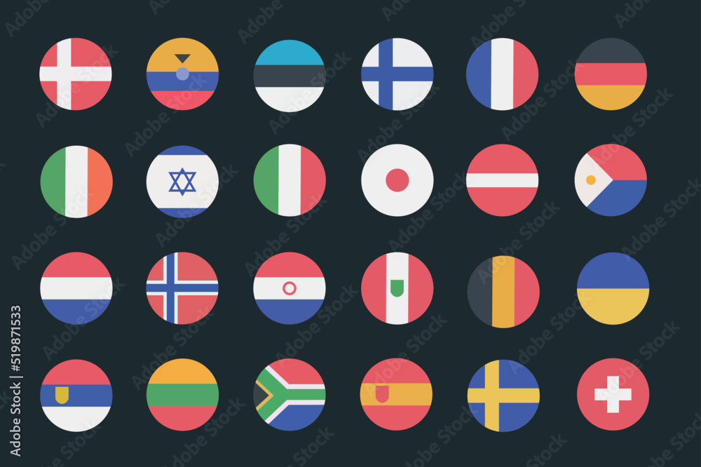 World Flags icon, vector illustration. 24 flags set of countries flags ...