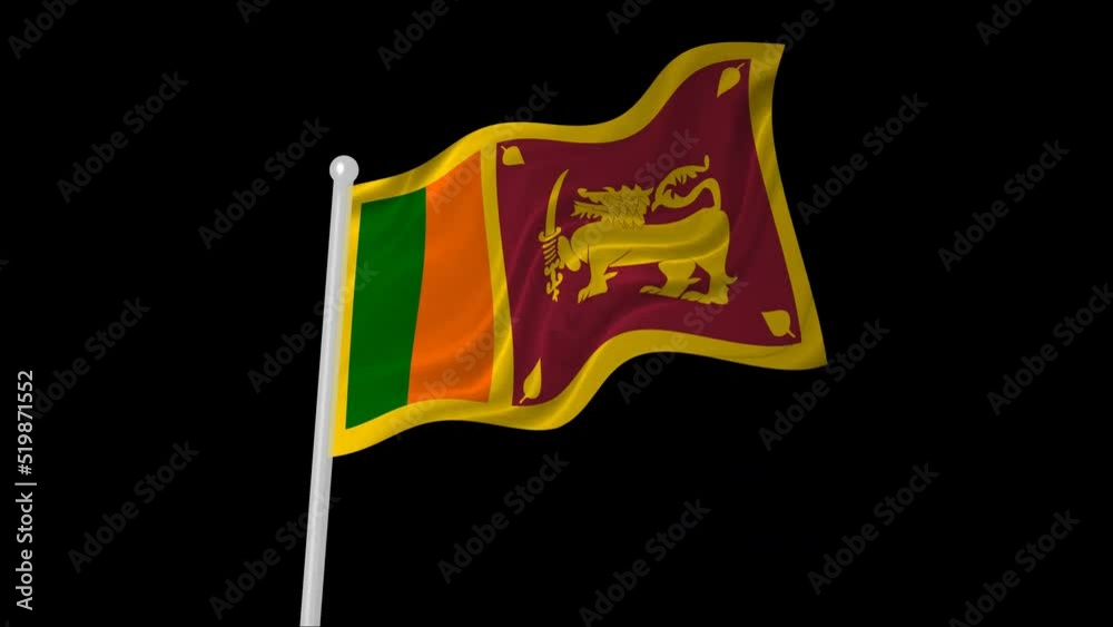 sri-lanka flag flying animated black background Stock Video | Adobe Stock