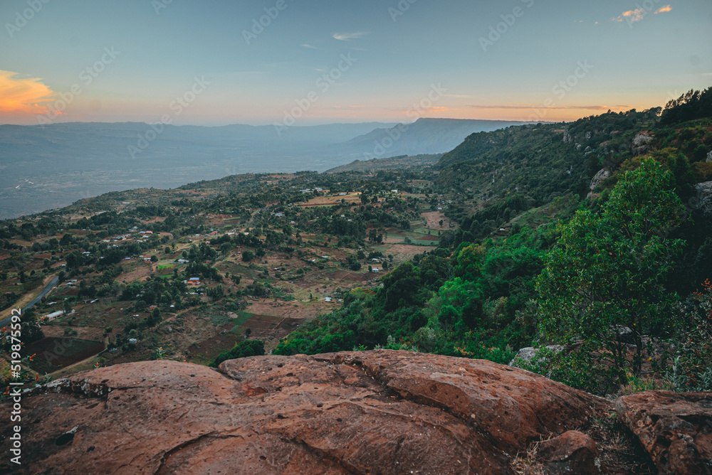 Great Rift Valley, view on scenery from Iten in Kenya. Place where are ...