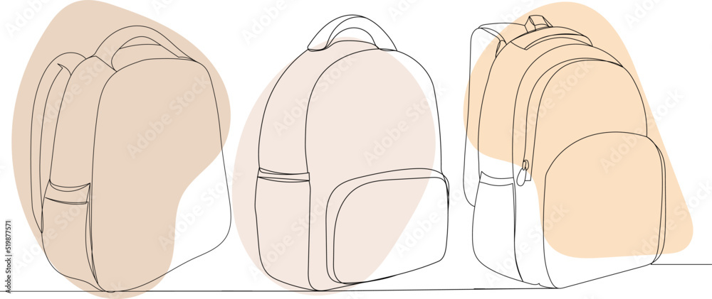 backpacks drawing by one continuous line vector Stock Vector | Adobe Stock