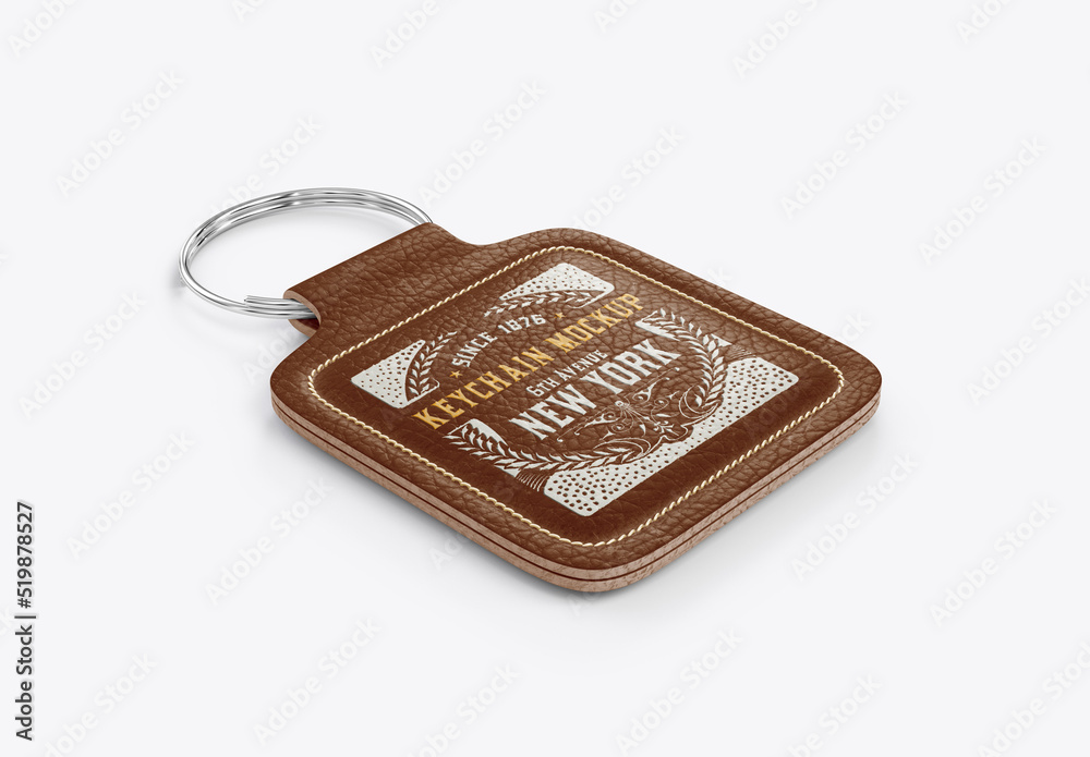 Square Leather Keychain Mockup Stock Template | Adobe Stock
