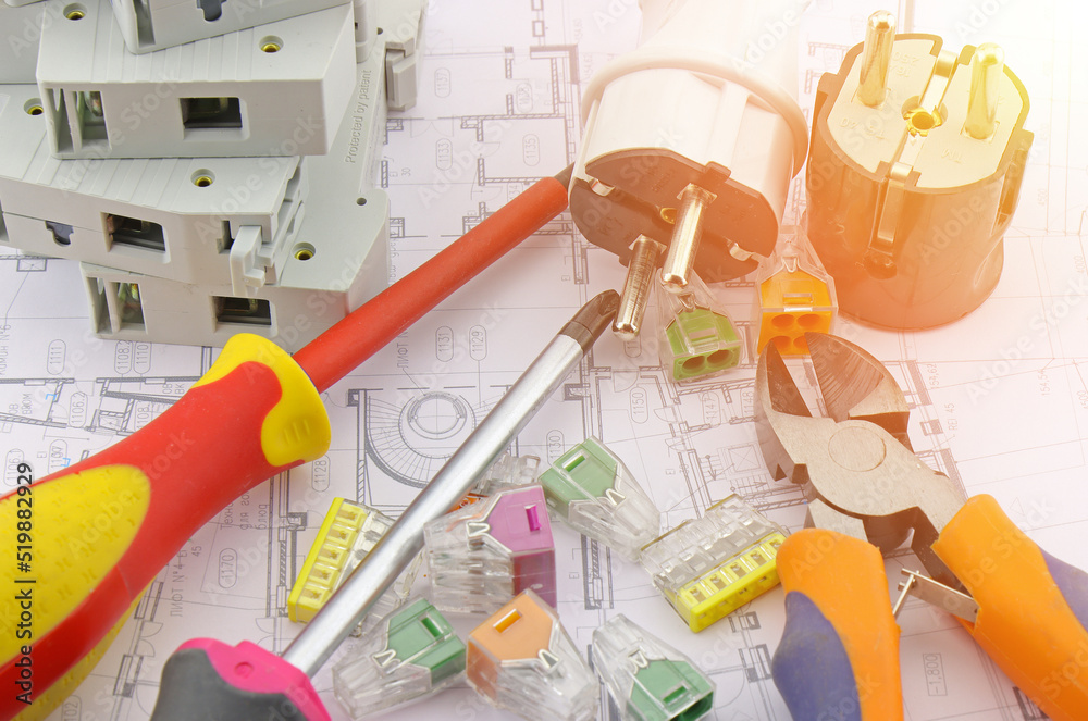 Electrical tools and materials for the installation of an electrical ...
