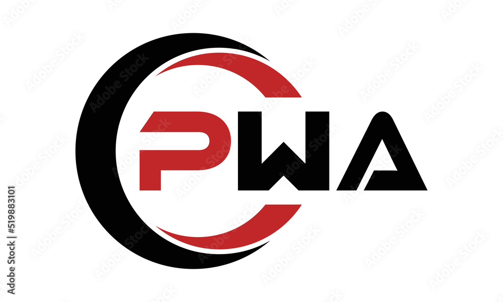 PWA swoosh three letter logo design vector template | monogram logo ...