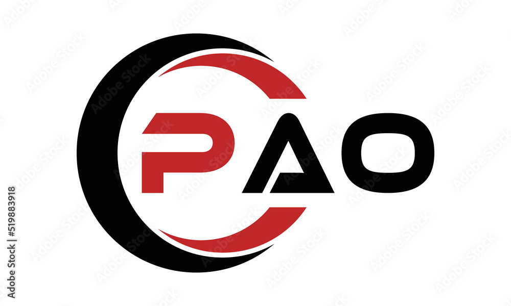 PAO swoosh three letter logo design vector template | monogram logo ...