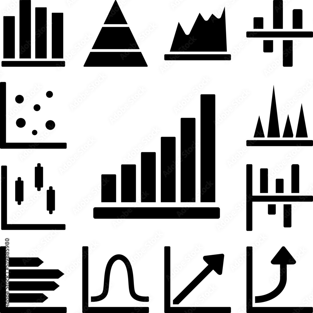 Chart graph diagram bar histograms icon in a collection with other items Stock Vector | Adobe Stock