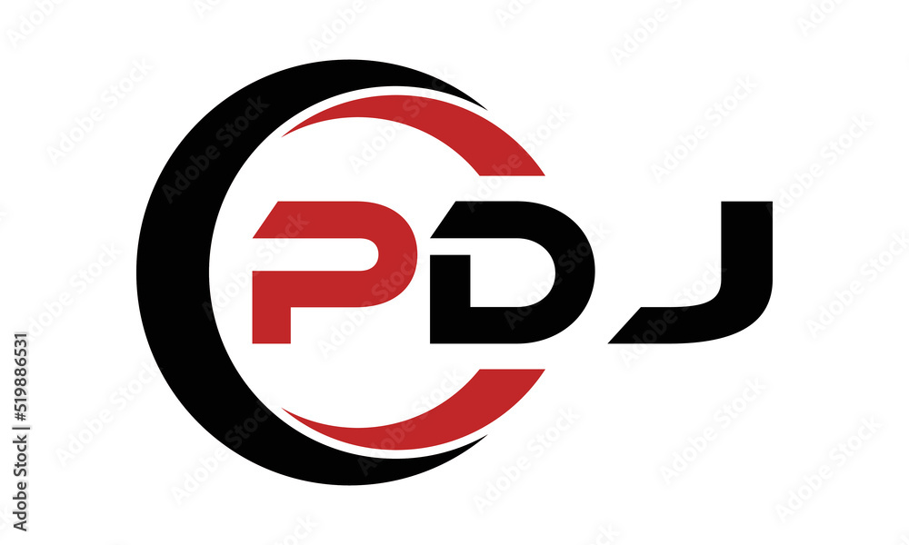 PDJ swoosh three letter logo design vector template | monogram logo ...