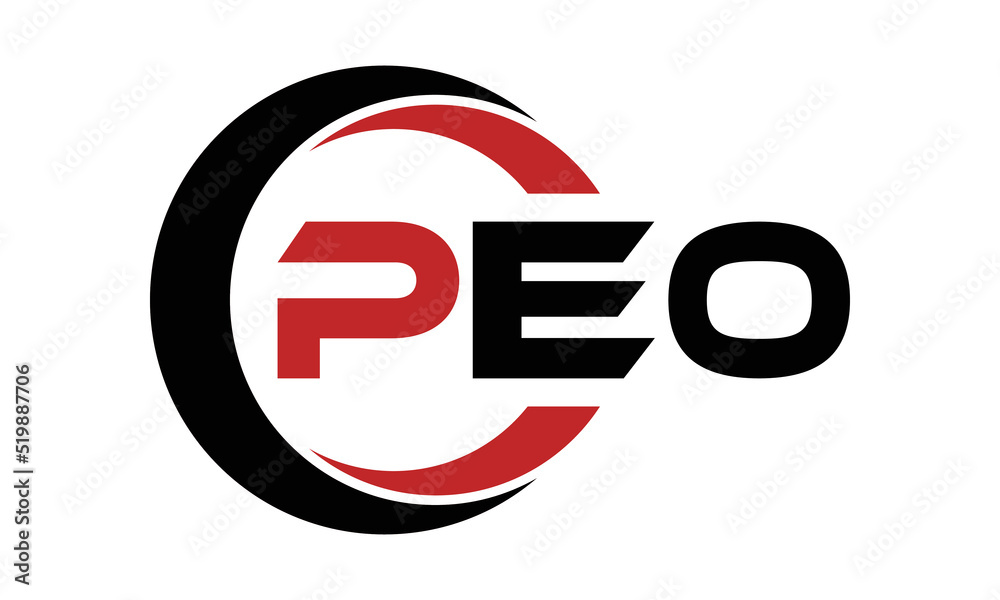 Vetor de PEO swoosh three letter logo design vector template | monogram ...