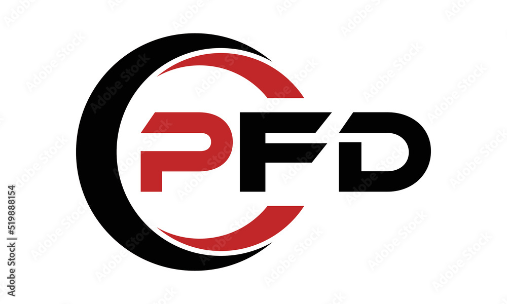 PFD swoosh three letter logo design vector template | monogram logo ...