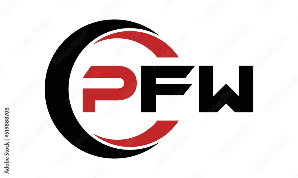 PFW swoosh three letter logo design vector template | monogram logo ...