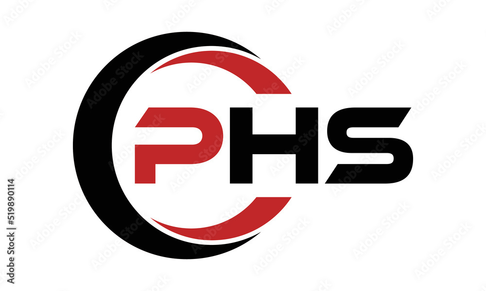 PHS swoosh three letter logo design vector template | monogram logo ...