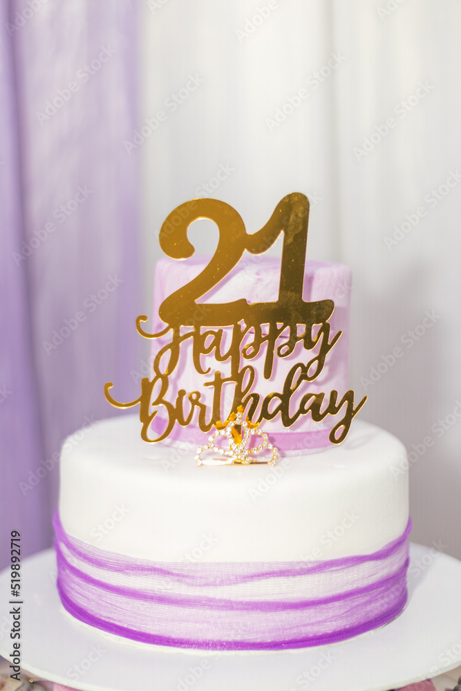 happy 21st birthday cake with words Stock Photo | Adobe Stock