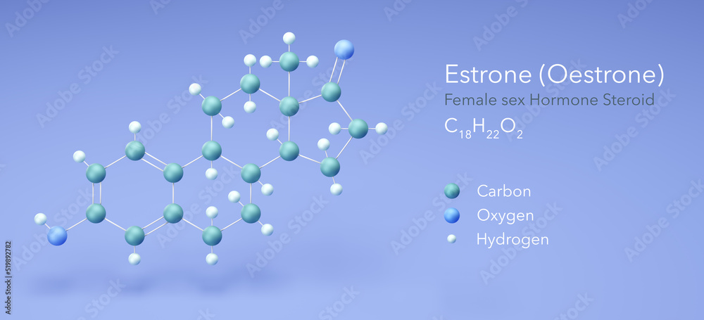 estrone, oestrone, Female sex Hormone Steroid. Molecular structure 3d ...