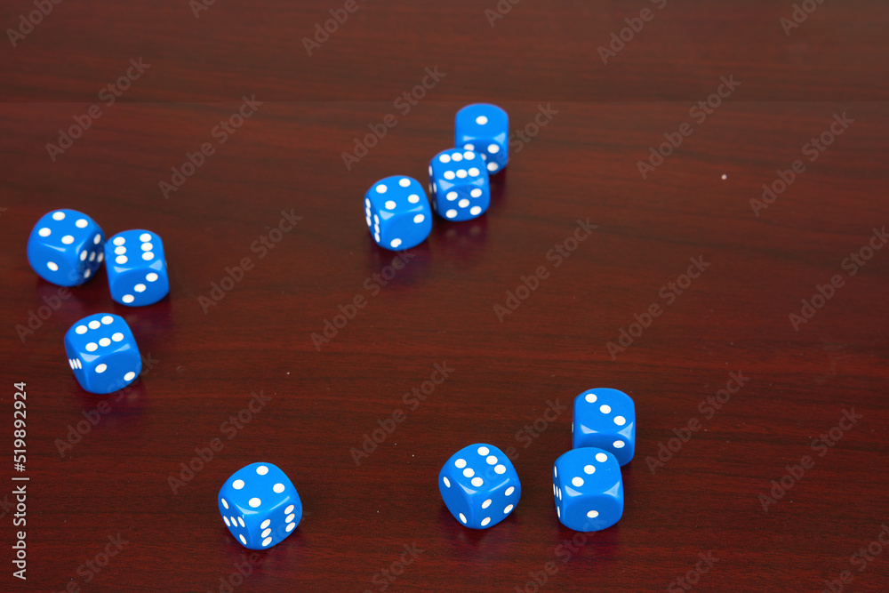 rolled 6-sided dice isolated on Mahagony background Stock Photo | Adobe ...