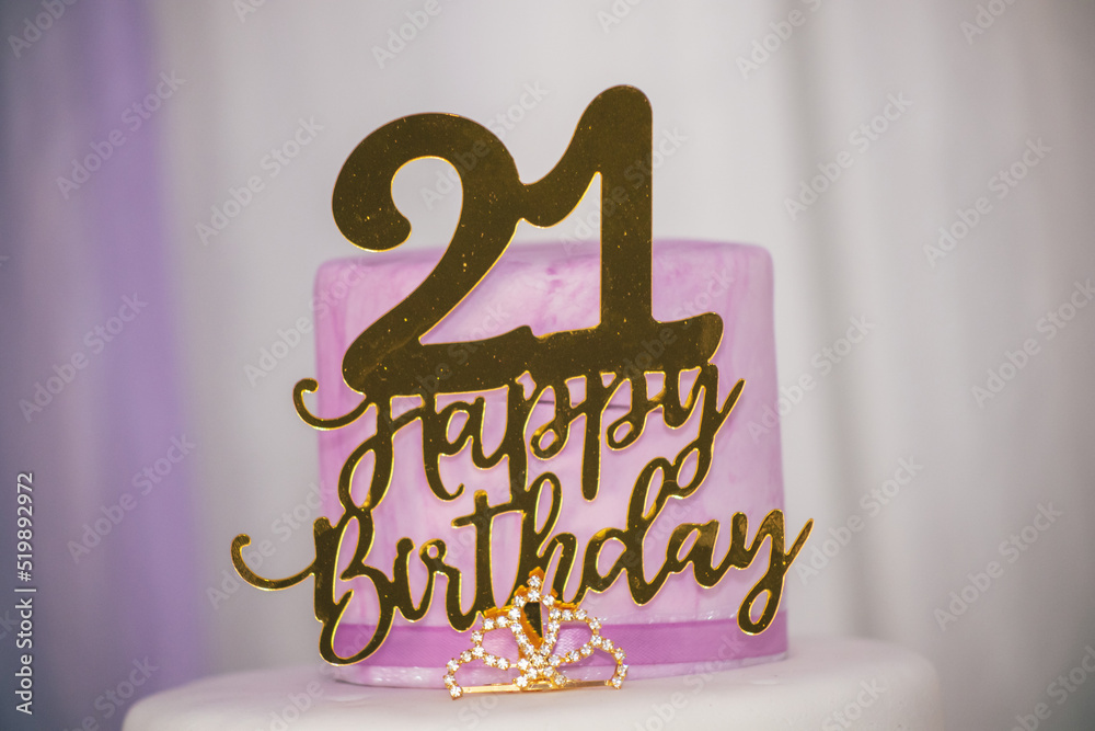 happy 21st birthday cake with words Stock Photo | Adobe Stock