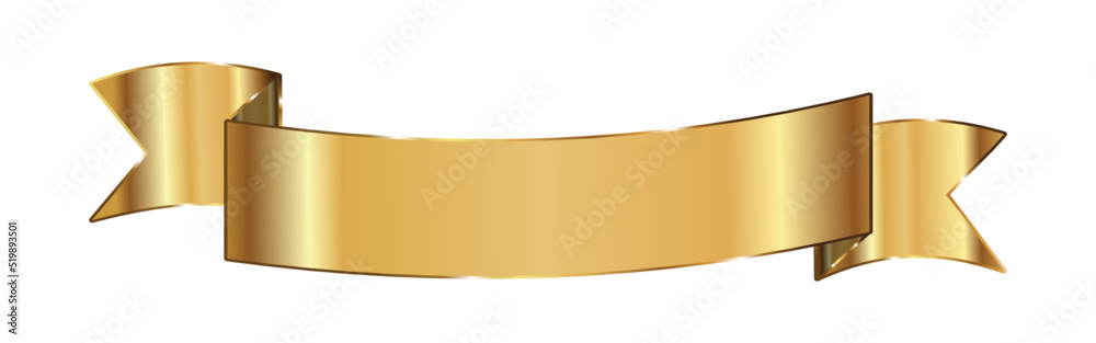 Gold ribbon banner, shiny blank decor element Stock Vector | Adobe Stock