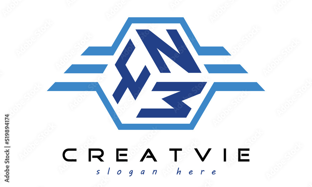 YNW three letter geometrical wings logo design vector template ...