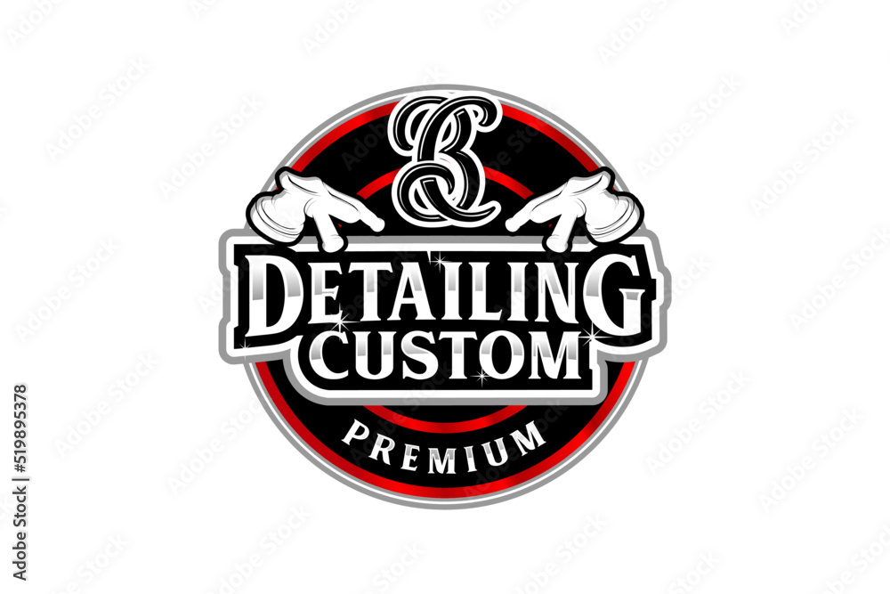 Car detailing custom logo design retro badge baroque luxury element ...