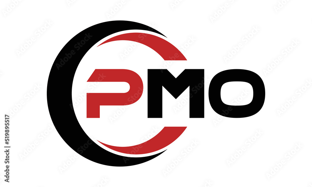 PMO swoosh three letter logo design vector template | monogram logo ...