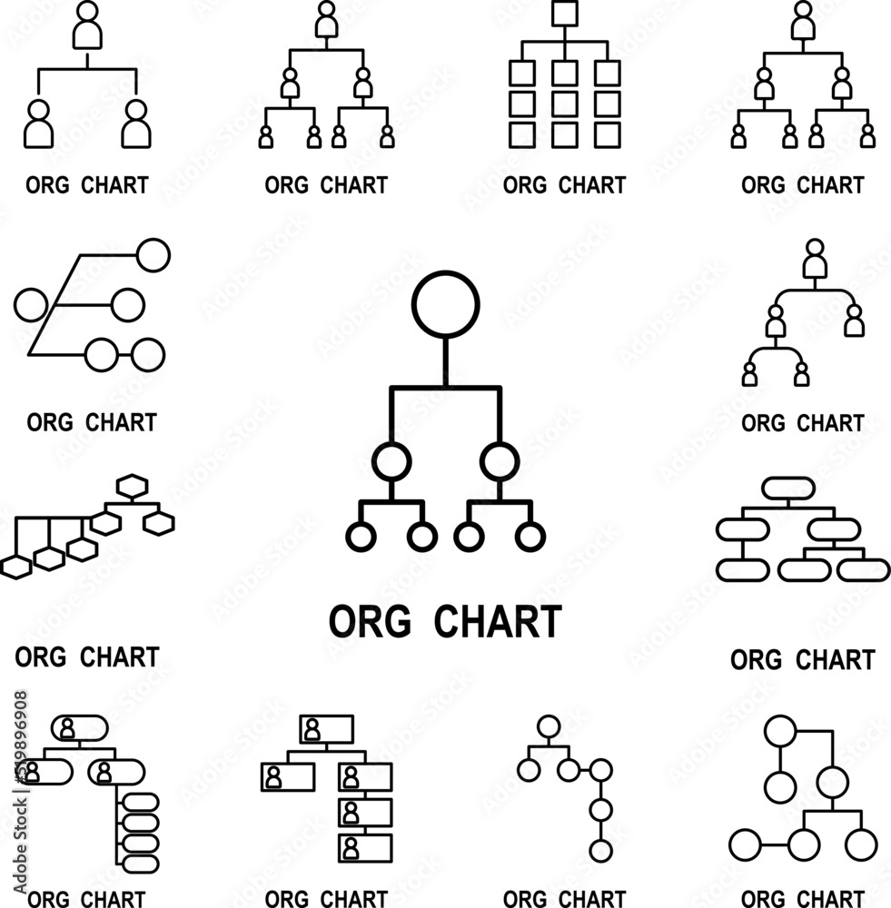 Organizational chart icon in a collection with other items Stock Vector ...
