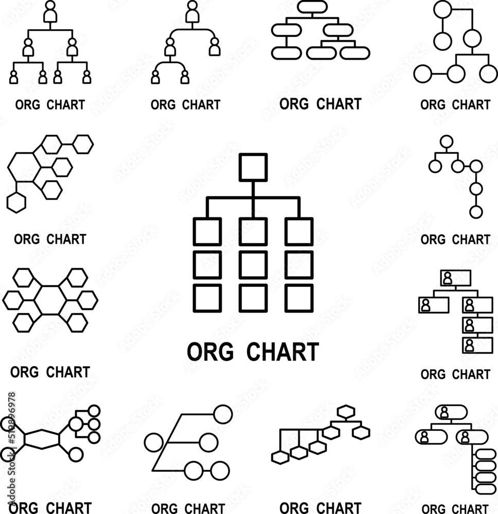 Organizational chart icon in a collection with other items Stock Vector ...